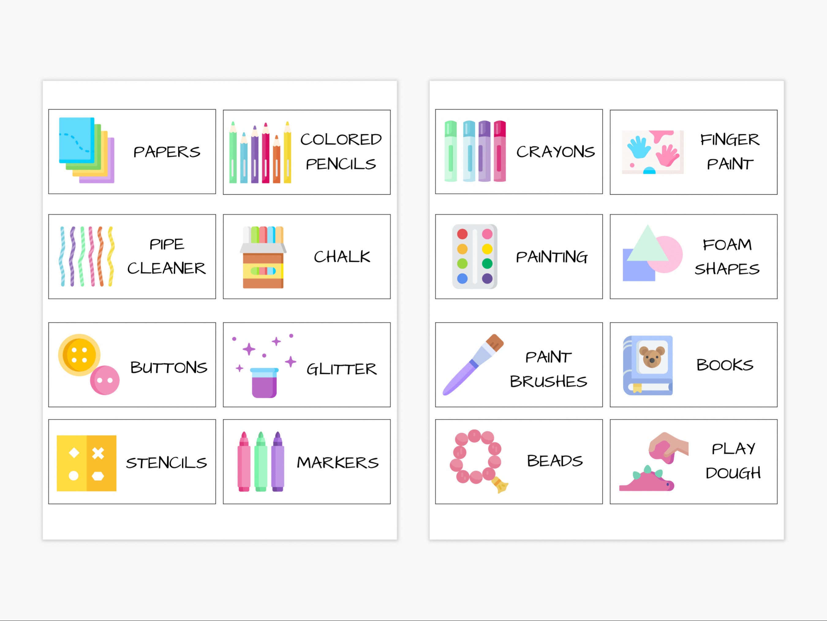 Kids Craft Room Storage Labels, Printable Classroom Art Supplies Label ...