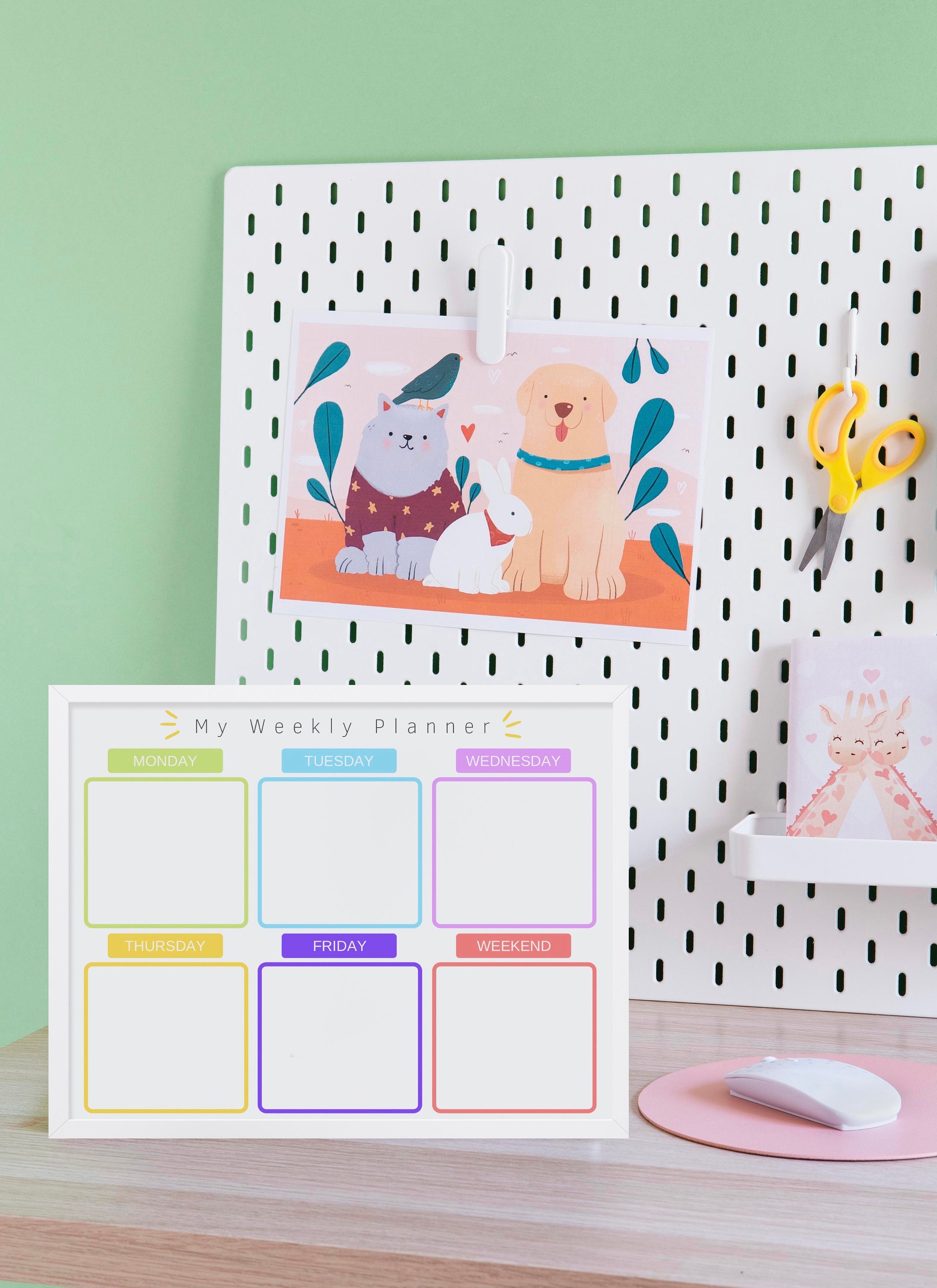 Kids Weekly School Planner, Printable Rainbow Daily Calendar for ...