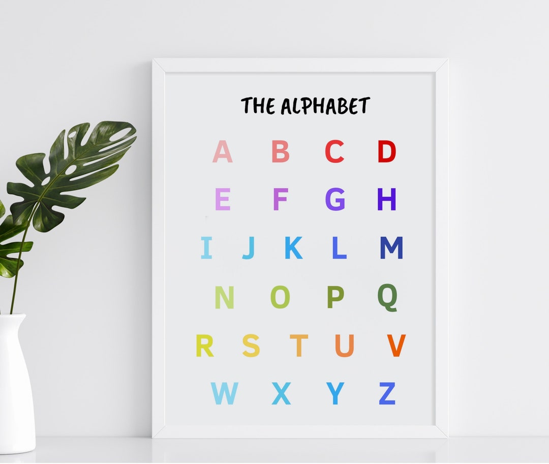The Alphabet Poster, Abc Rainbow Wall Art Playroom, Educational ...