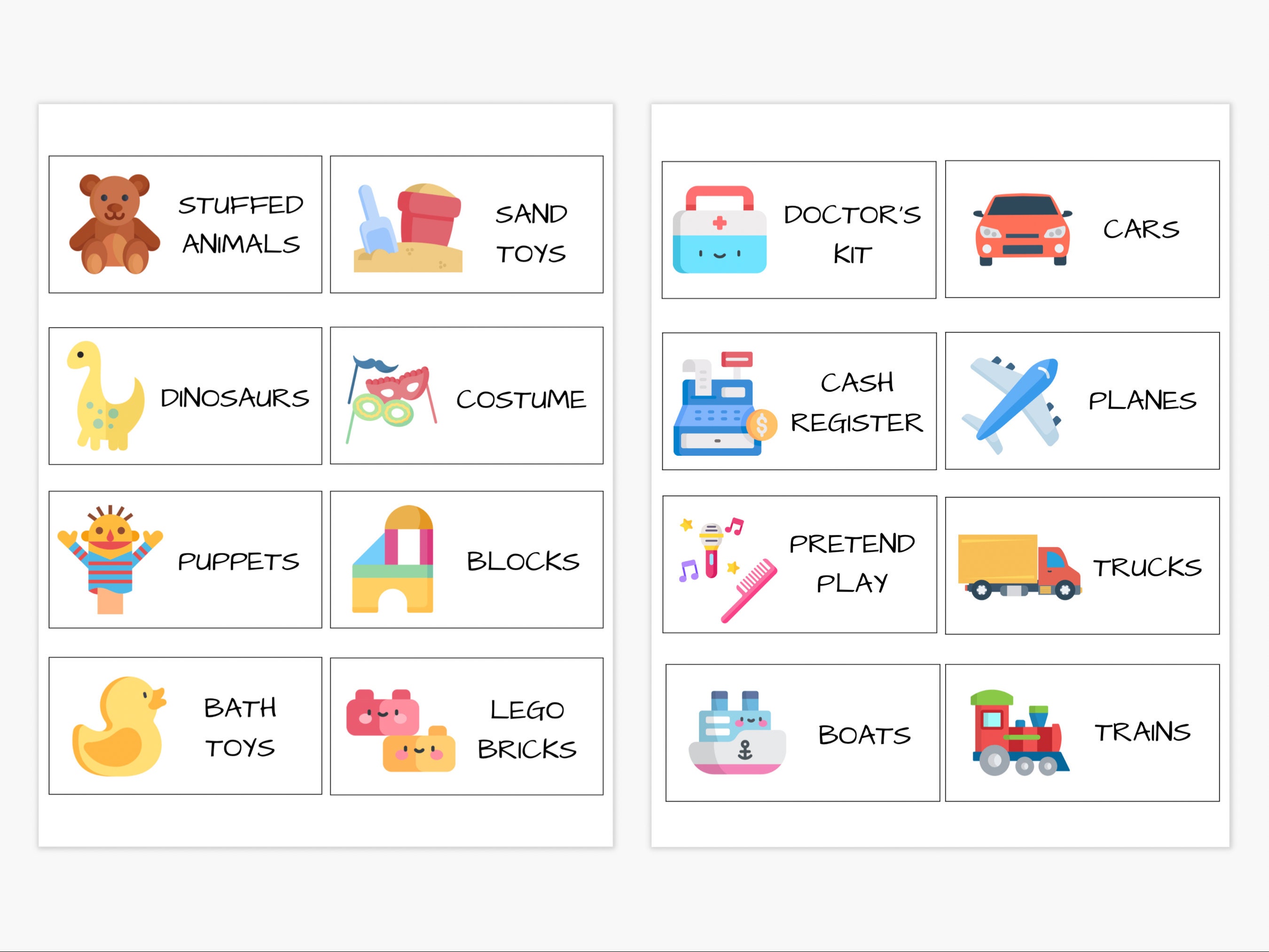 Printable Toys Storage Label for Playroom, Kids and Toddler Toy Box ...