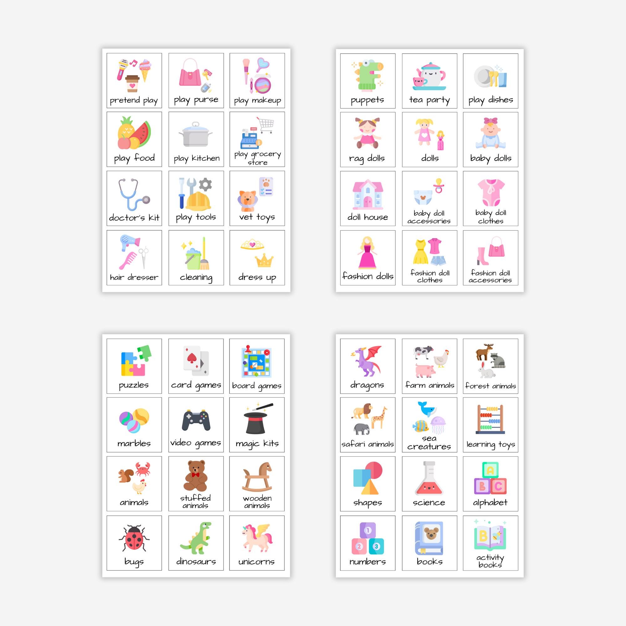 Toys Storage Label for Kids Playroom, Printable Toddler Toy Bin Label ...