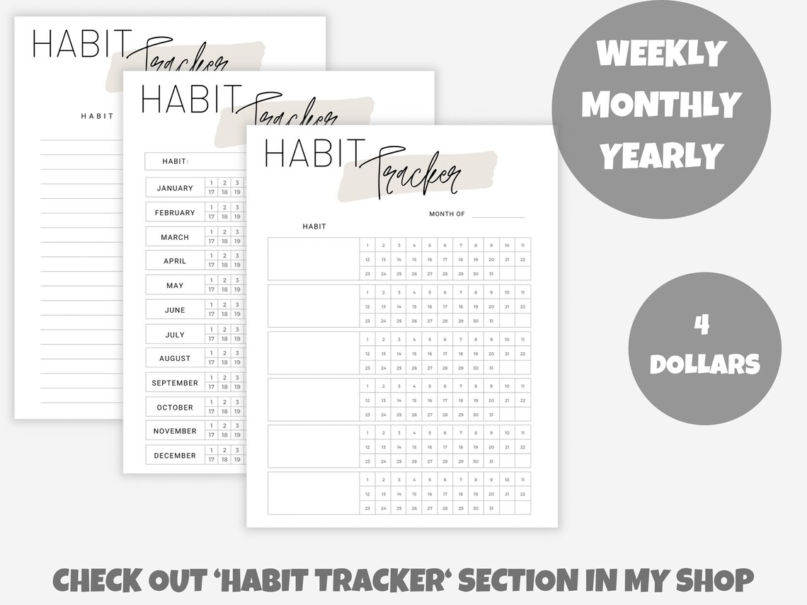 Weekly Habit Tracker Printable Daily Goal Tracker Template - Etsy