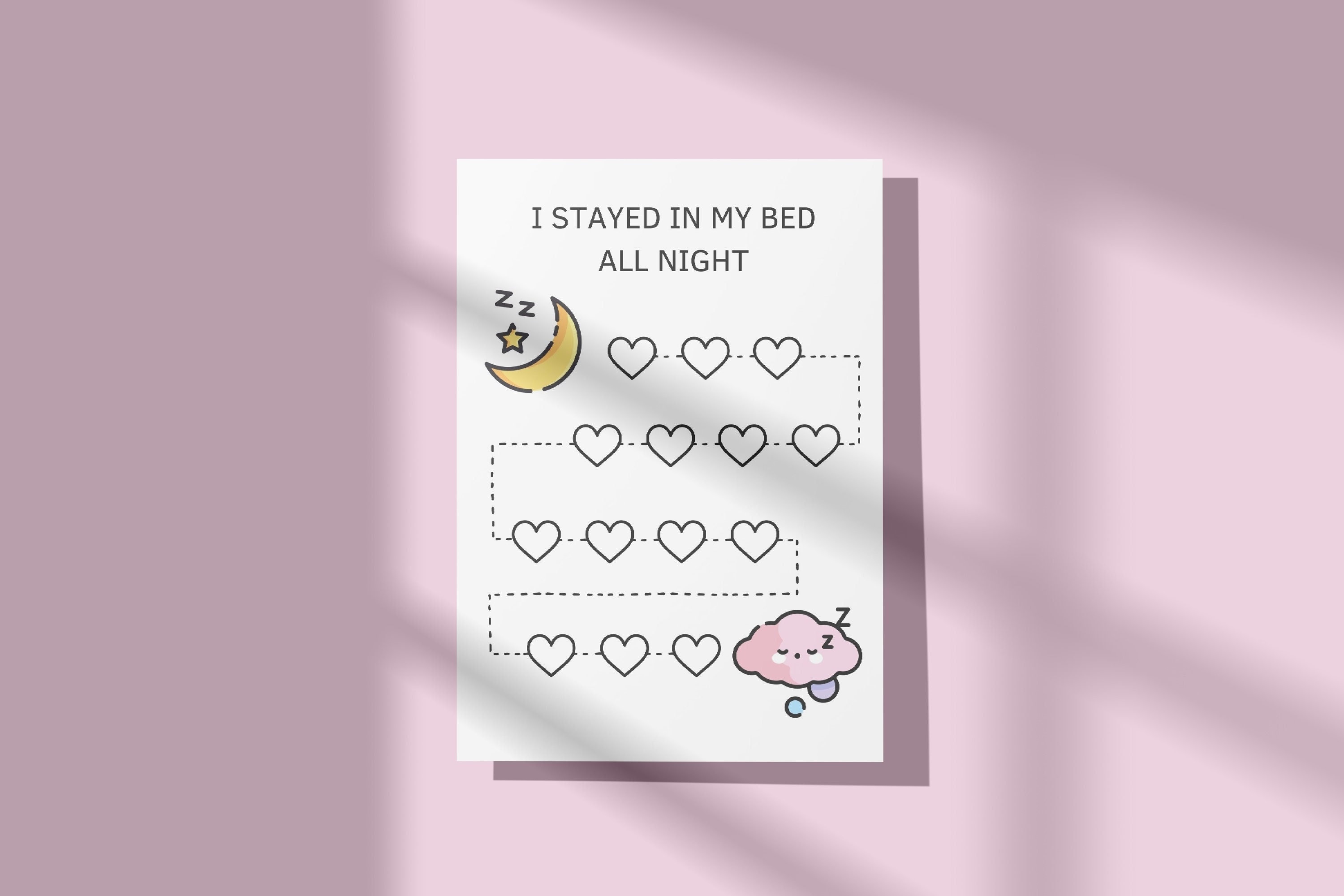 Kids Sleeping Chart Printable, Toddler Stay in Bed All Night - Bedtime ...