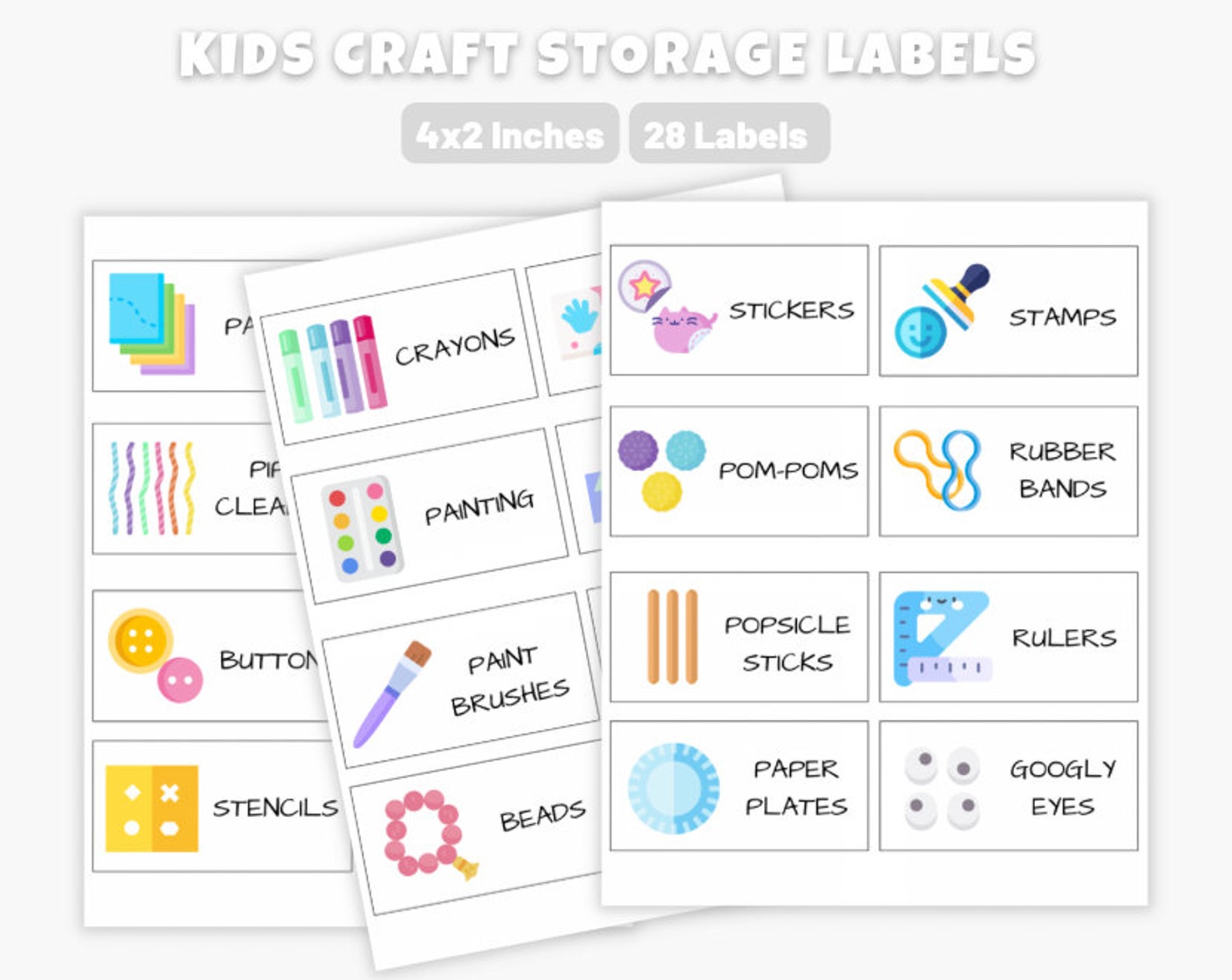 Kids Craft Room Storage Labels, Printable Classroom Art Supplies Label ...