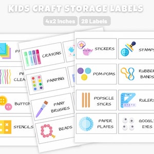 Kids Craft Room Storage Labels, Printable Classroom Art Supplies Label ...