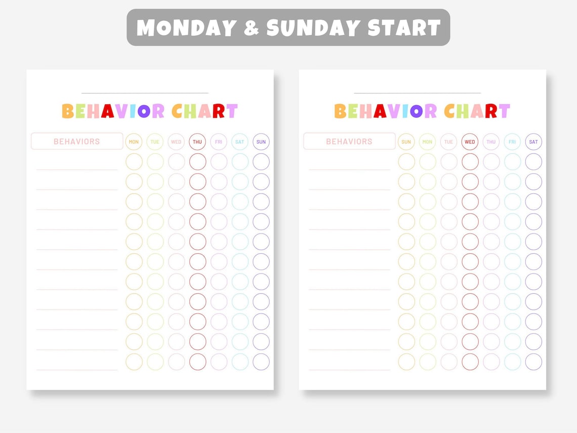Behavior Chart for Kids, Sticker Chart for Toddler, Classroom Behaviour ...