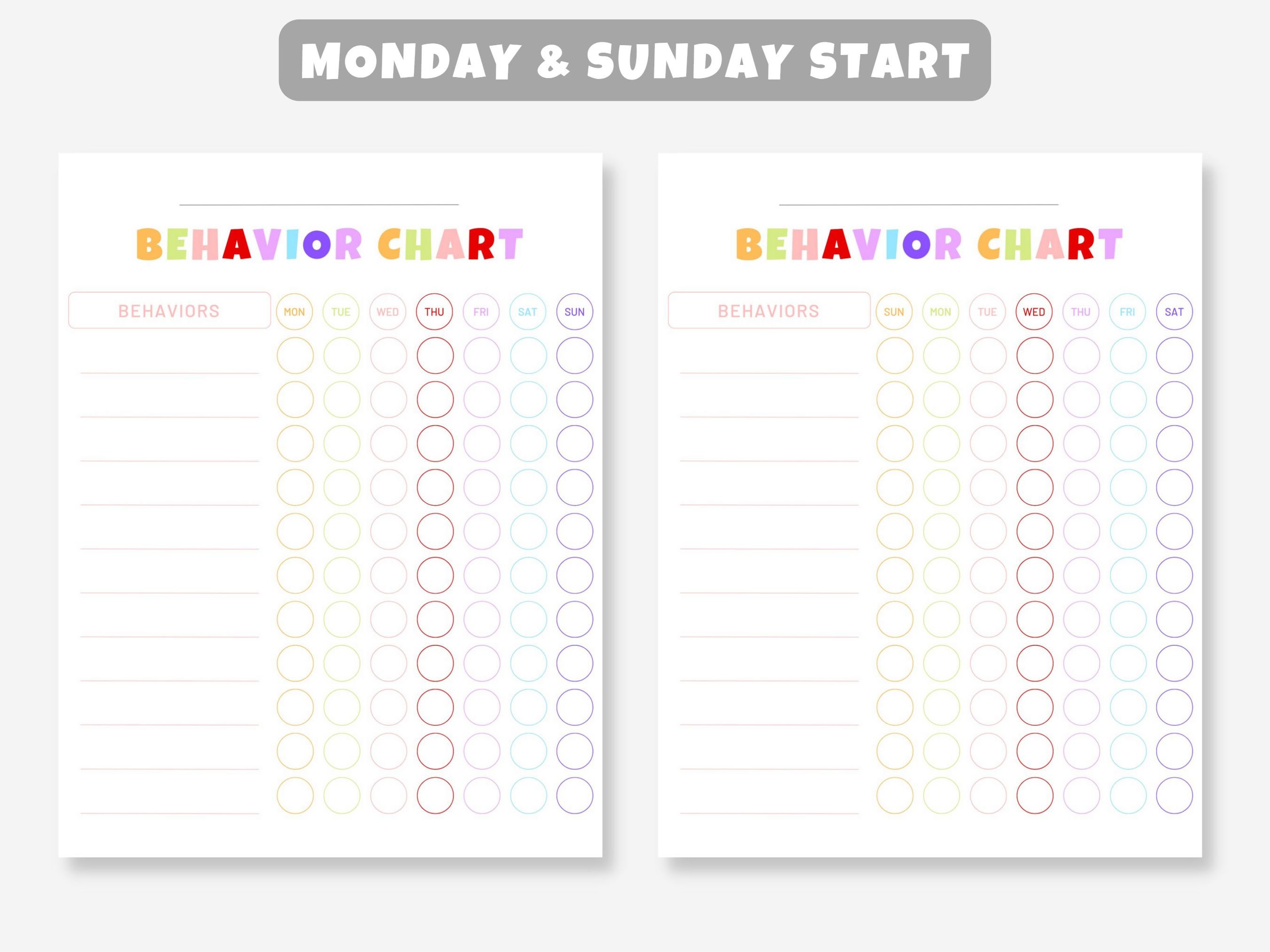 Behavior Chart for Kids, Sticker Chart for Toddler, Classroom Behaviour ...