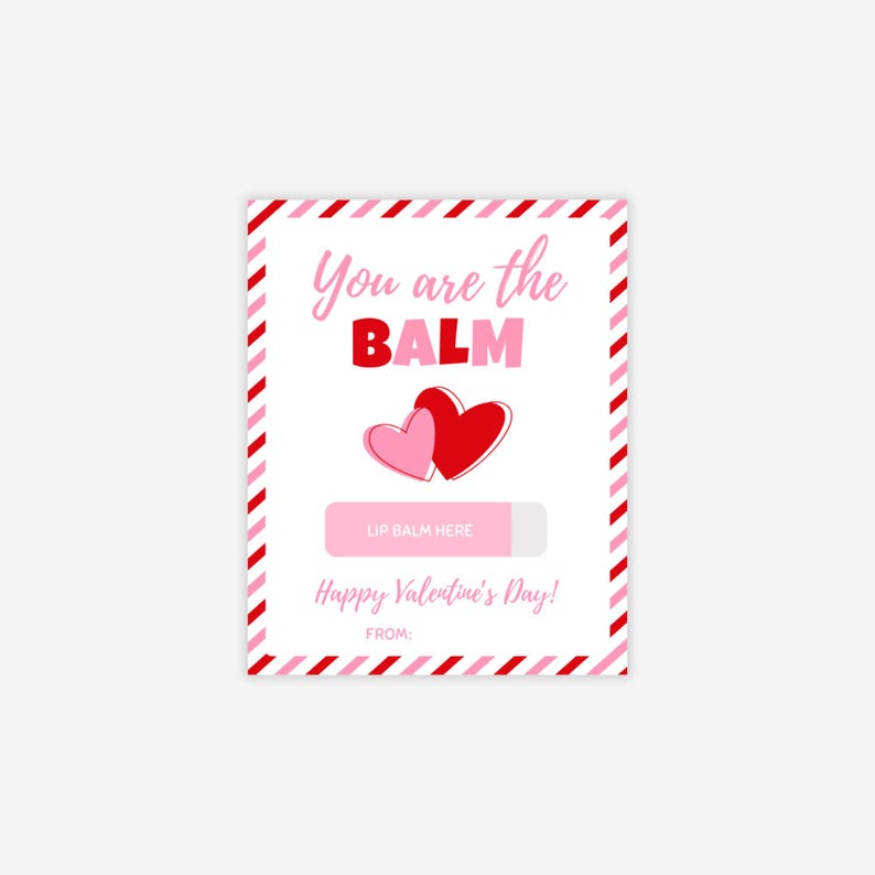 Valentine's Day Lip Balm Holder Card, Valentines Kids Classroom Teacher ...