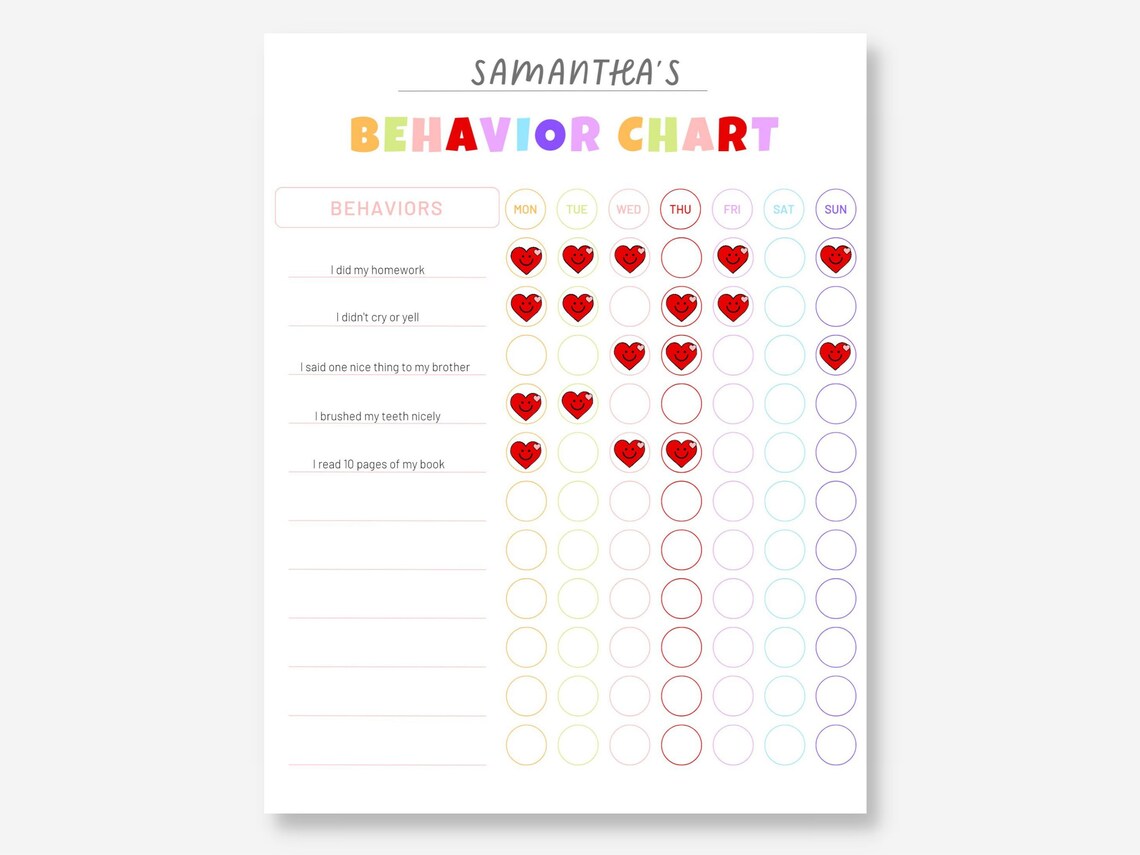 Behavior Chart for Kids, Sticker Chart for Toddler, Classroom Behaviour ...