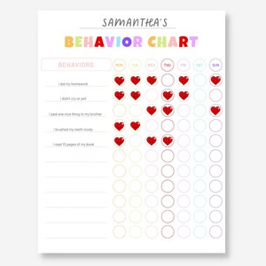 Behavior Chart for Kids, Sticker Chart for Toddler, Classroom Behaviour ...