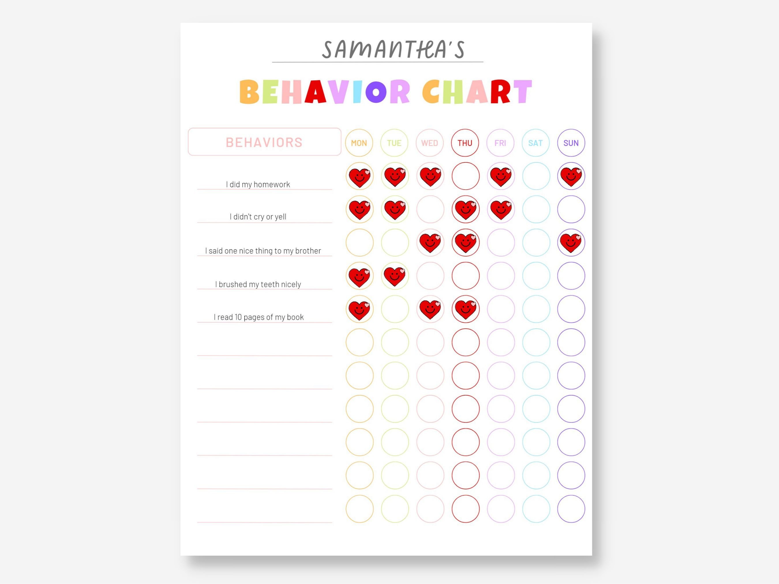 Behavior Chart for Kids, Sticker Chart for Toddler, Classroom Behaviour ...