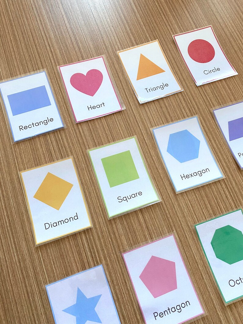 Shapes Flash Cards Printable Preschool Montessori - Etsy