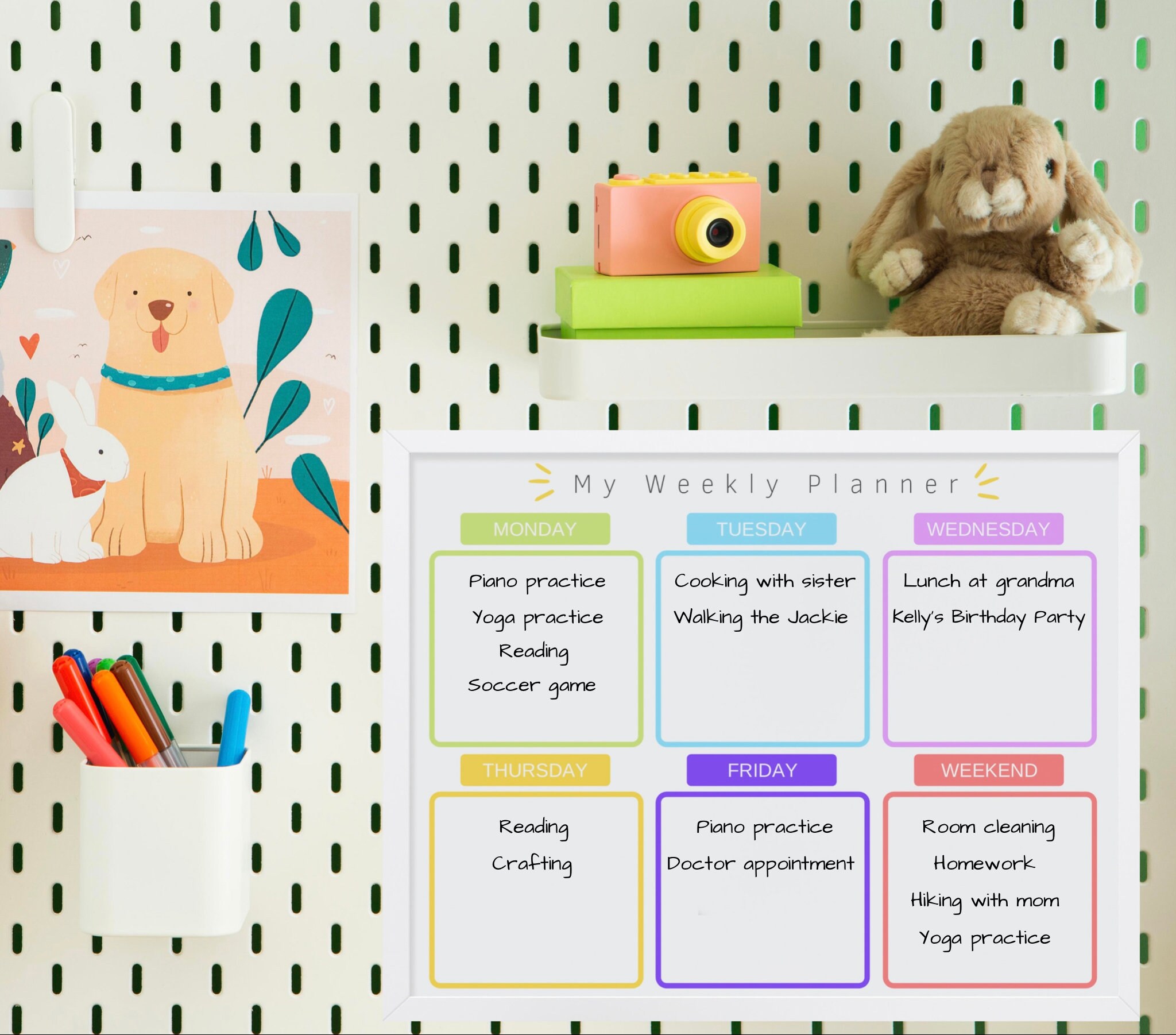 Kids Weekly School Planner, Printable Rainbow Daily Calendar for ...