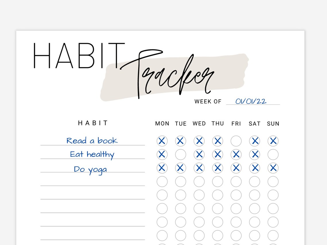 Weekly Habit Tracker Printable Daily Goal Tracker Template - Etsy