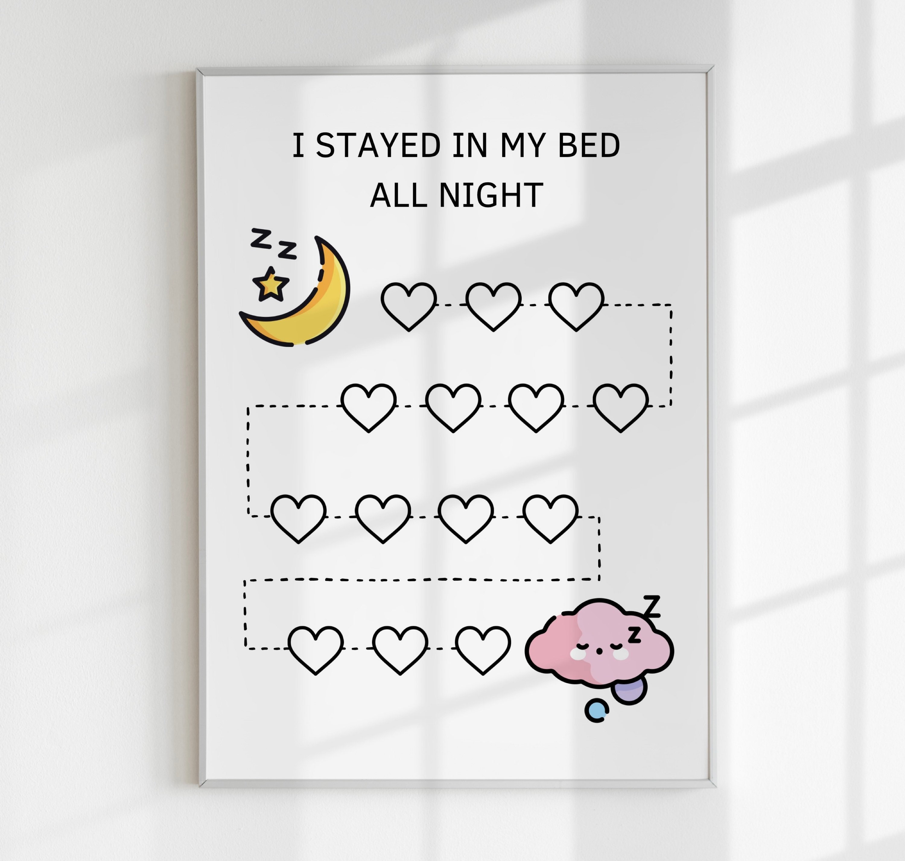 Kids Sleeping Chart Printable, Toddler Stay in Bed All Night - Bedtime ...