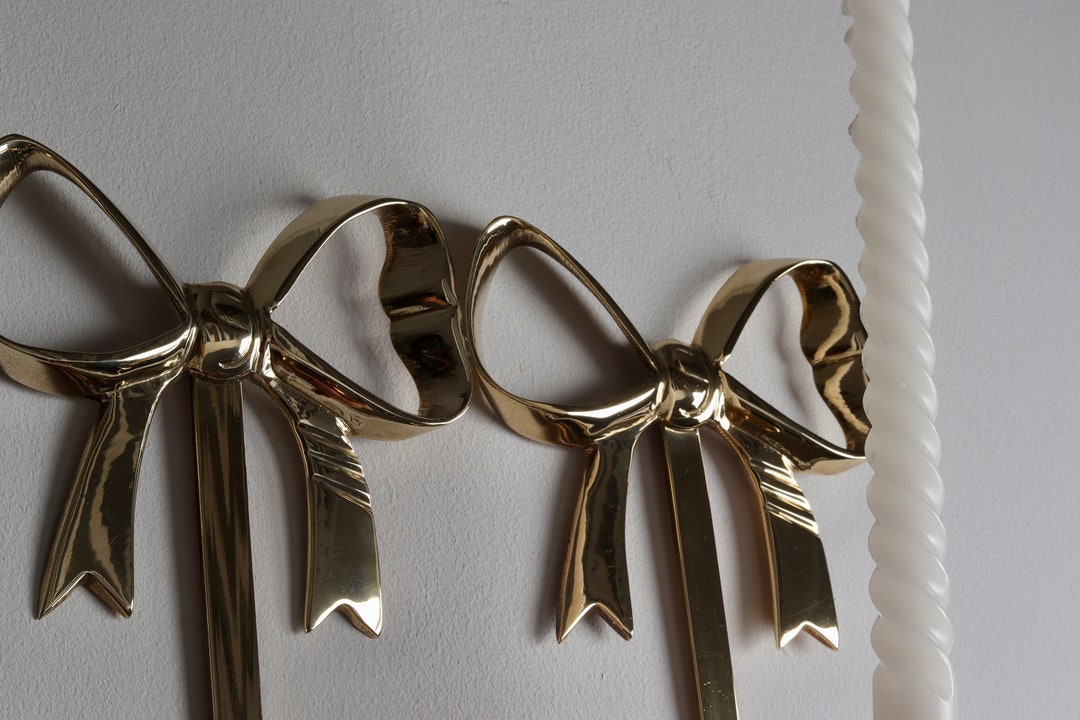 Pair of Vintage Style Brass Bow Sconces - Etsy
