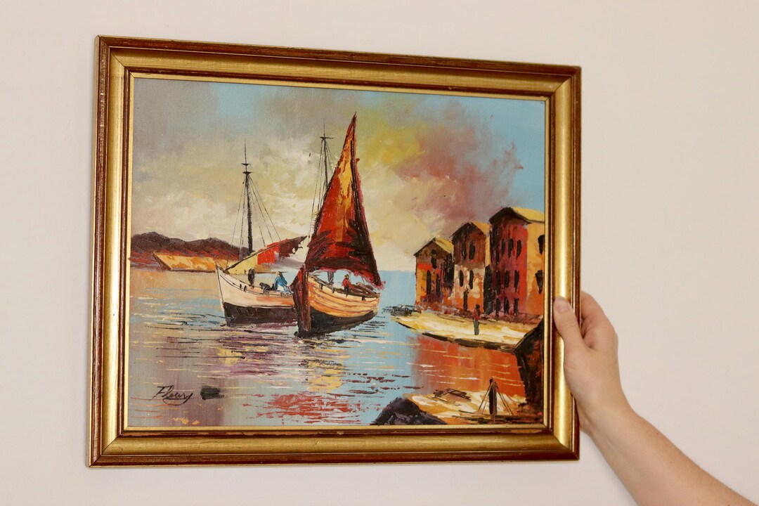 Original Vintage French Oil Painting on Canvas "cotes DAZUR Juan Les ...