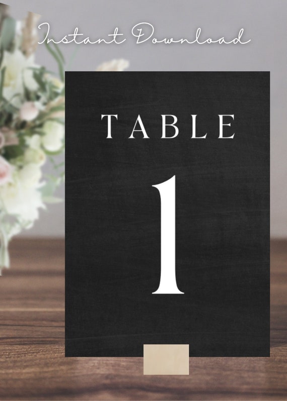 Chalkboard Table Numbers Instant Download Wedding Modern - Etsy