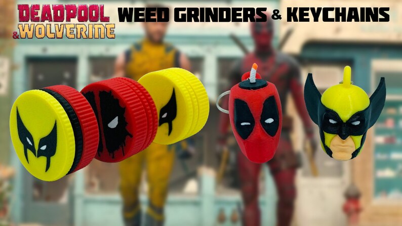Deadpool Wolverine Weed Grinders With Storage 3 Pack & Keychains - Etsy