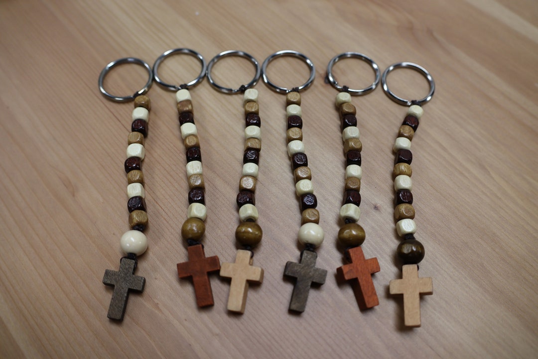 Wooden Rosary Keychain - One Decade Rosary Keychain - Etsy