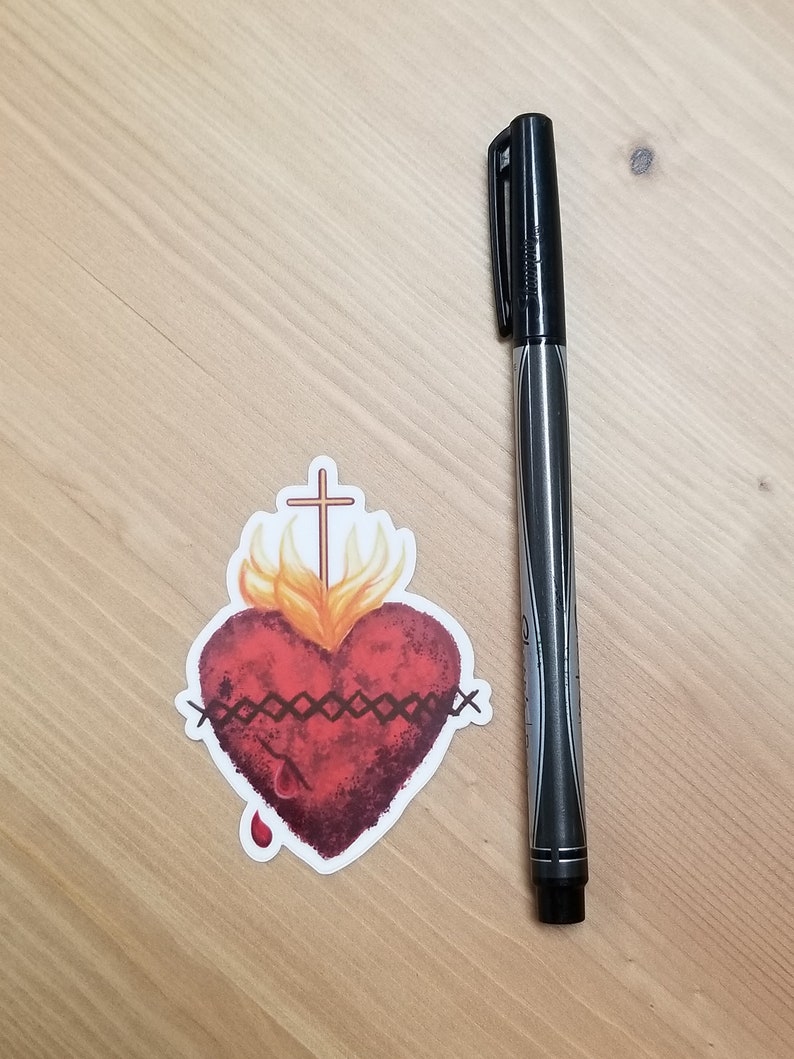 Sacred Heart of Jesus - Catholic Sticker - Vinyl Sticker - Etsy