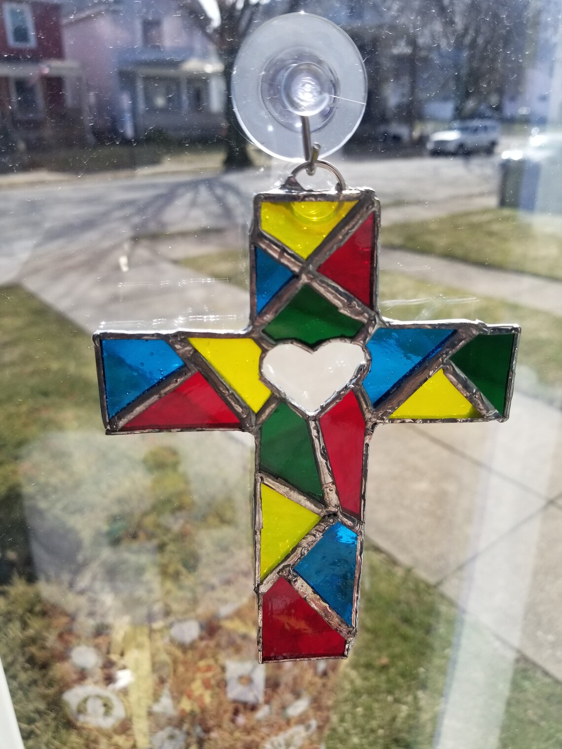 Stained Glass Cross - Suncatcher Cross - Stained Glass Window Hanging ...