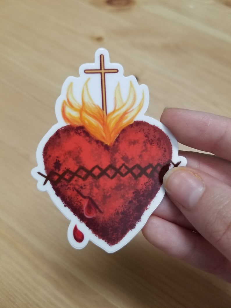 Sacred Heart of Jesus - Catholic Sticker - Vinyl Sticker - Etsy