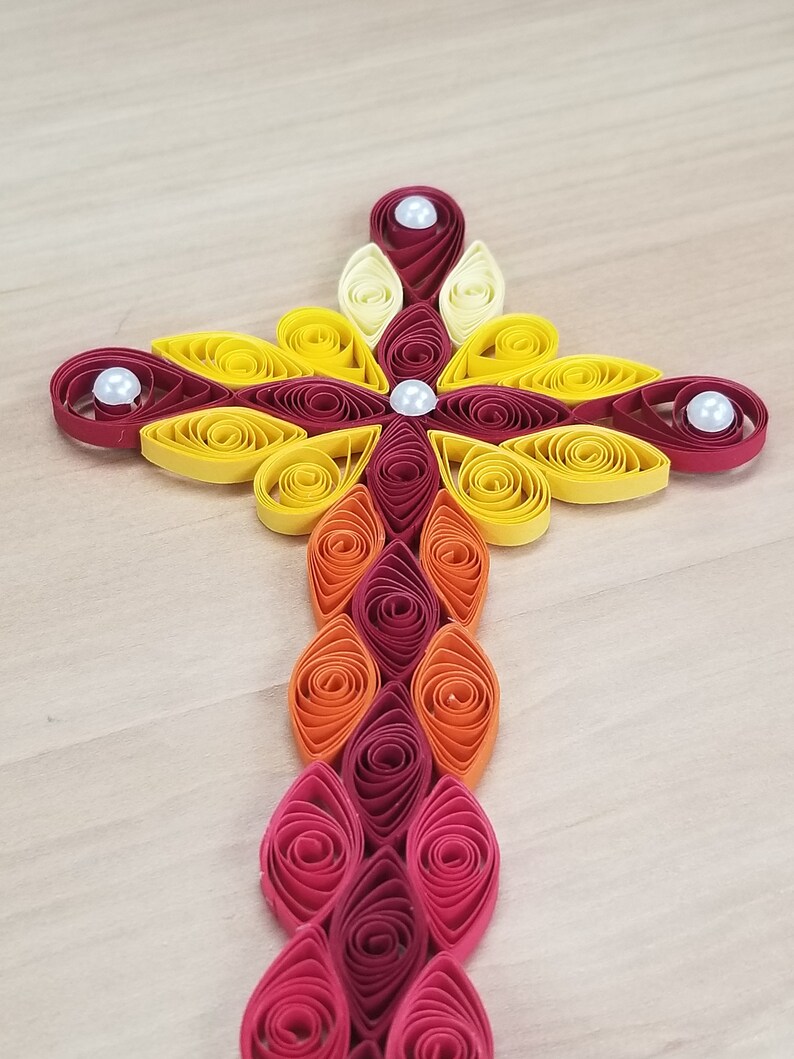 Paper Quilled Art Cross Ornament -custom Colors Available - Etsy