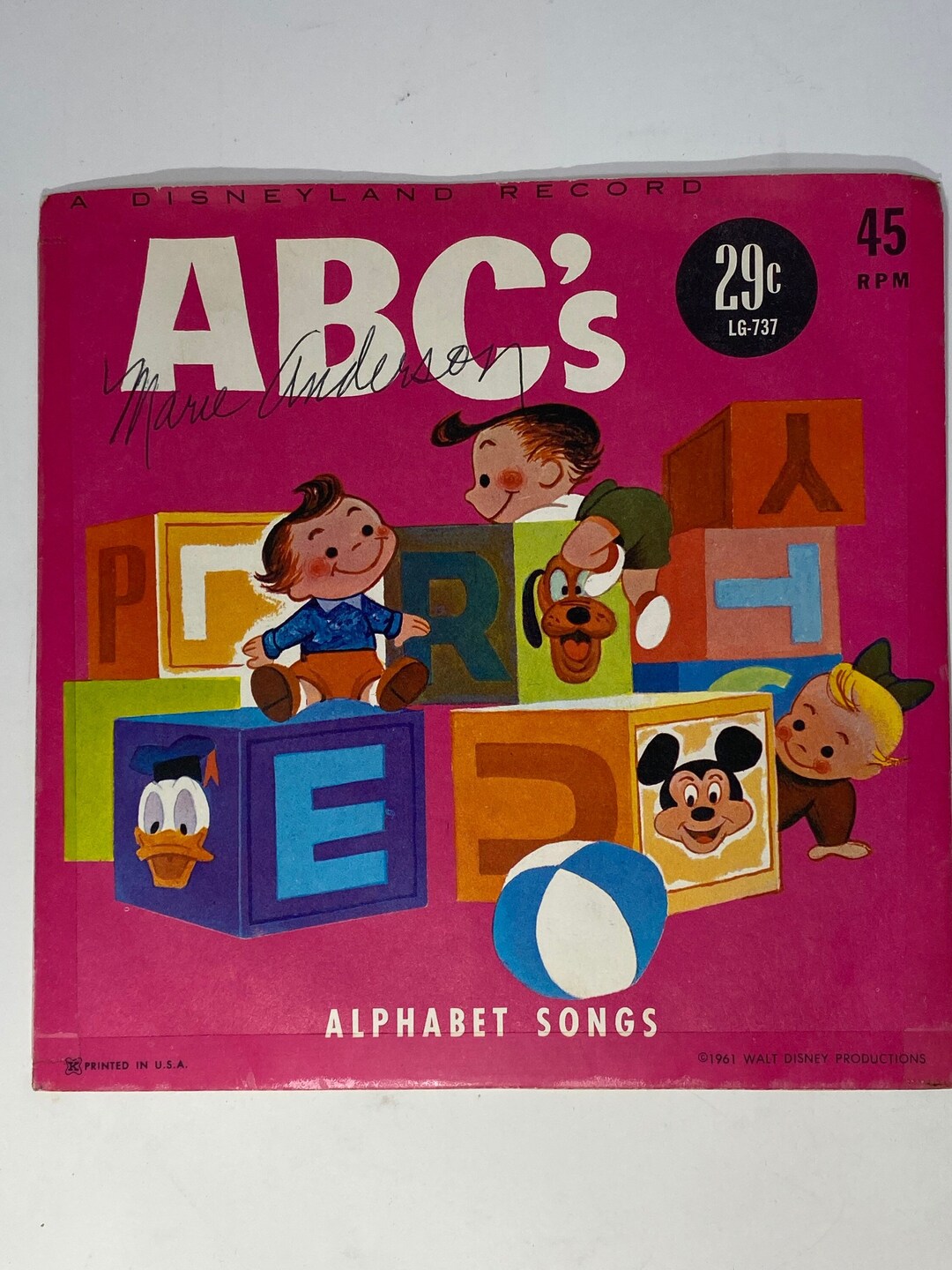Vintage Disneyland Record Abc's Alphabet Song, 45RPM - Etsy