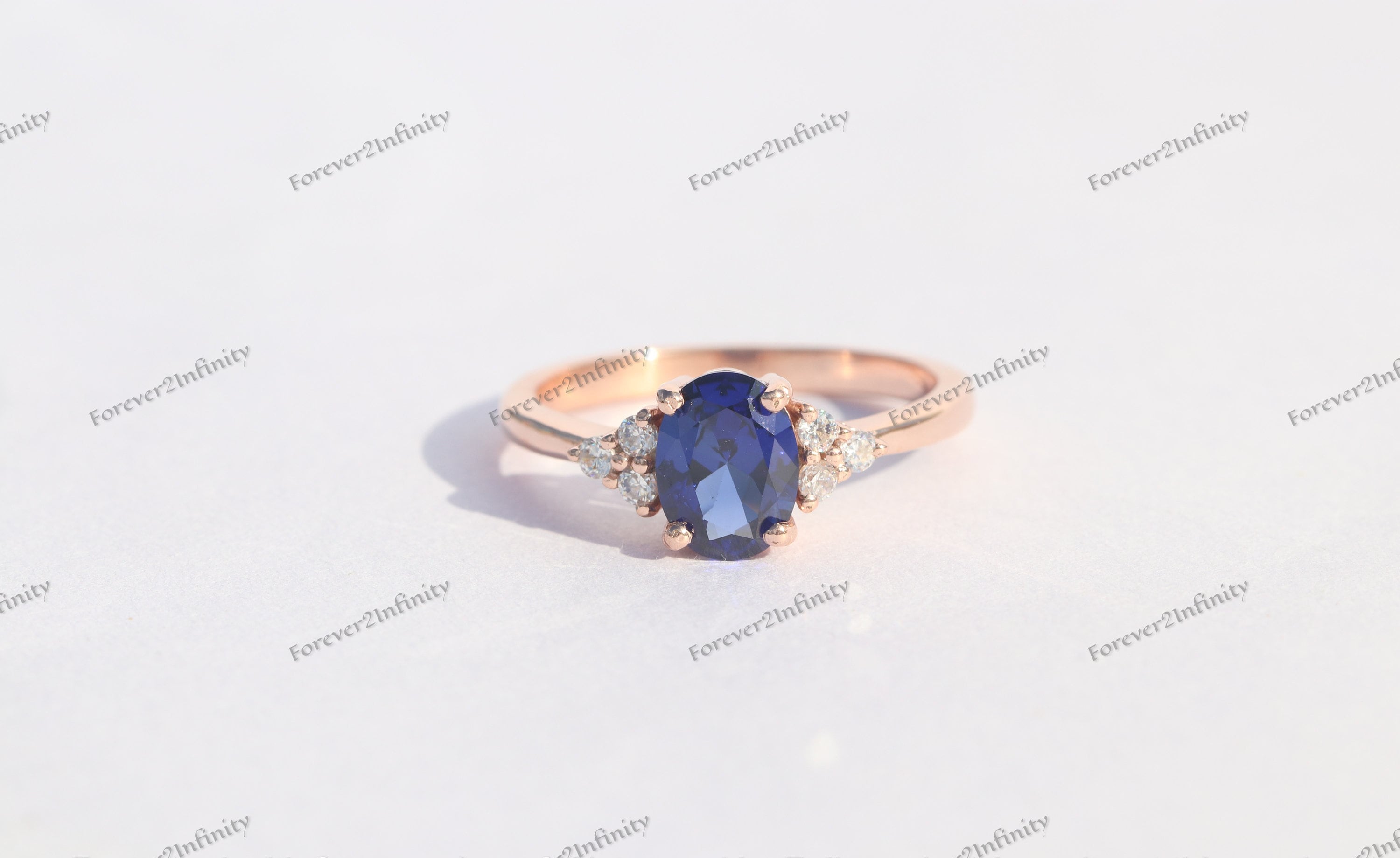 Oval Blue Sapphire Engagement Ring, Royal Blue Sapphire Bridal Ring ...