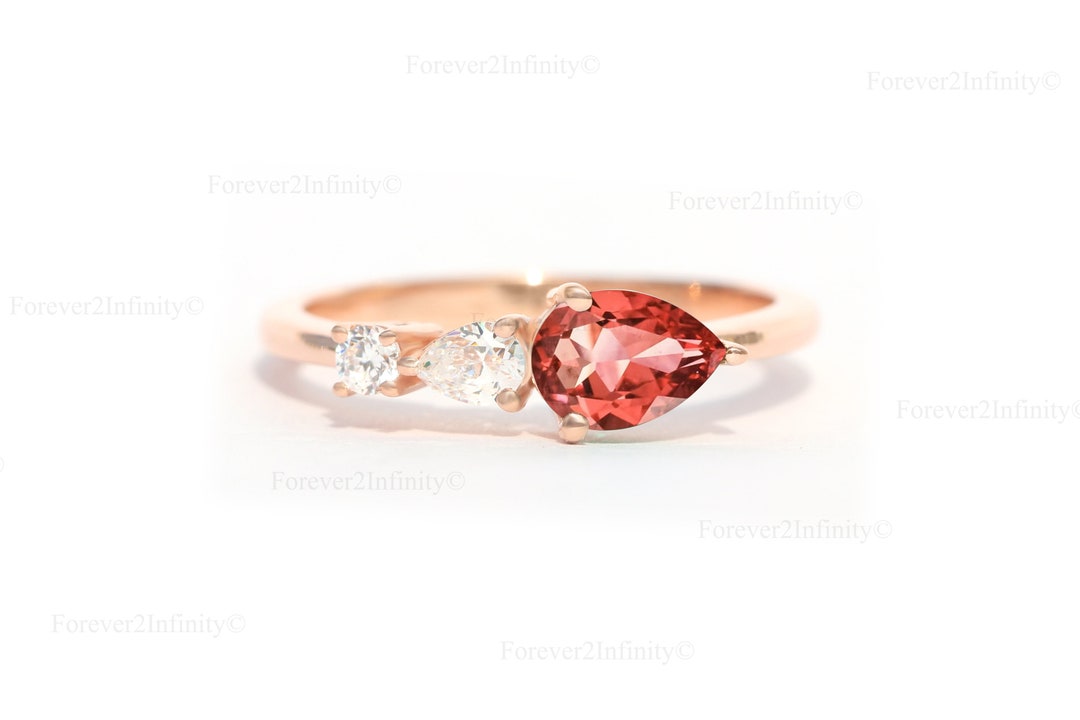 Vintage Padparadscha Sapphire Engagement Ring, Pear Padparadscha ...