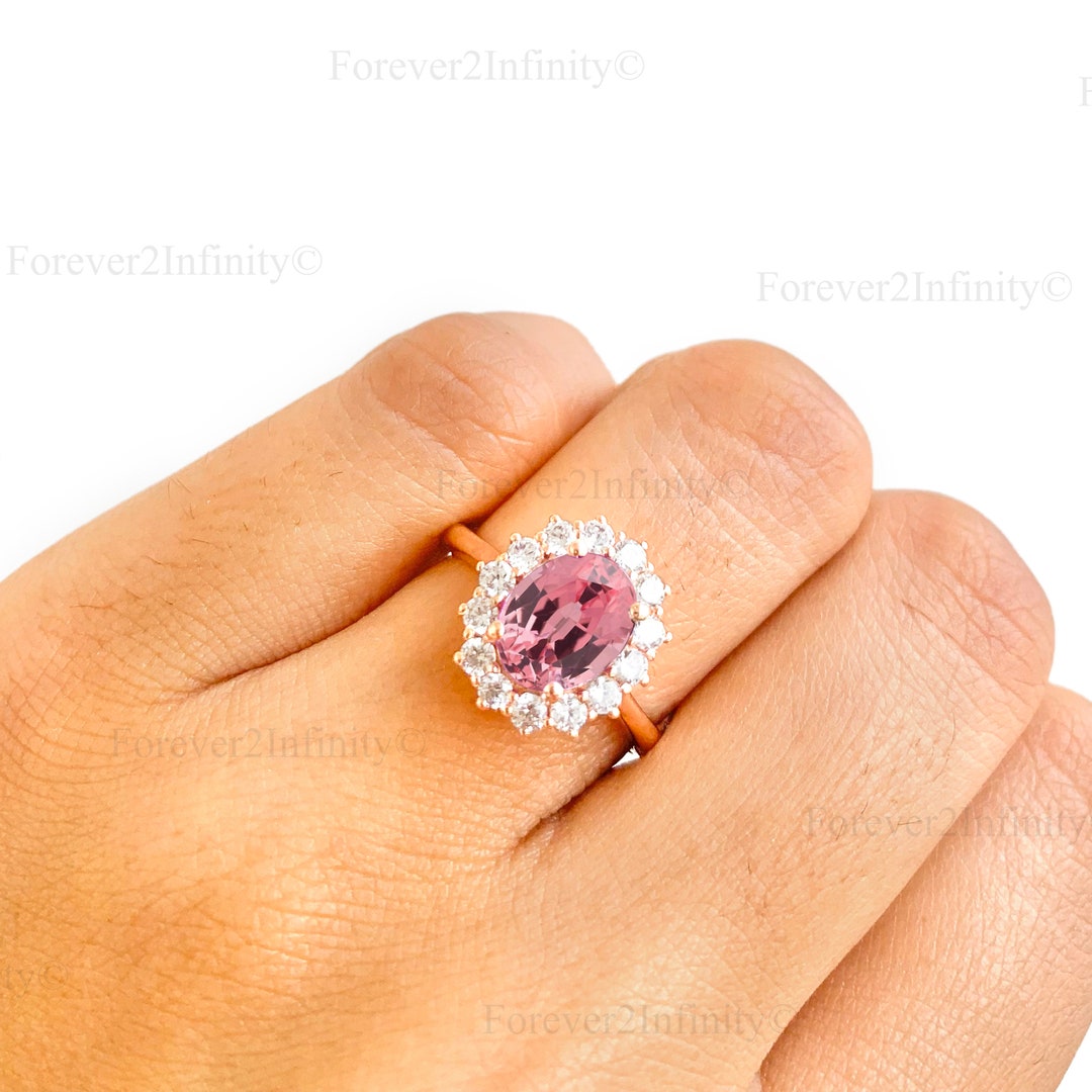 Oval Padparadscha Sapphire Engagement Ring, Vintage Orange Pink ...