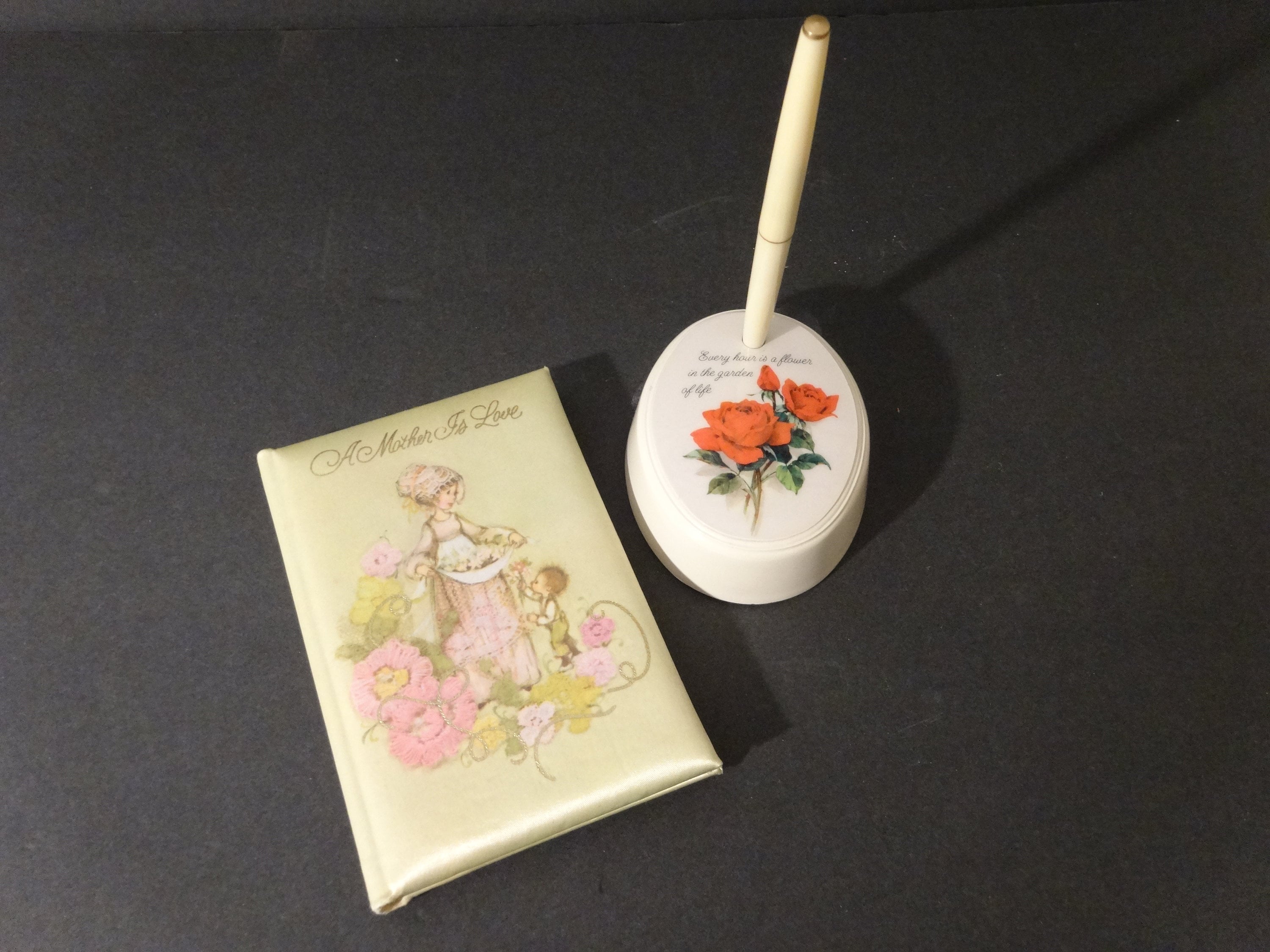 Vintage Hallmark Pen & Pen Holder Set With Rose Design and Verse - Etsy