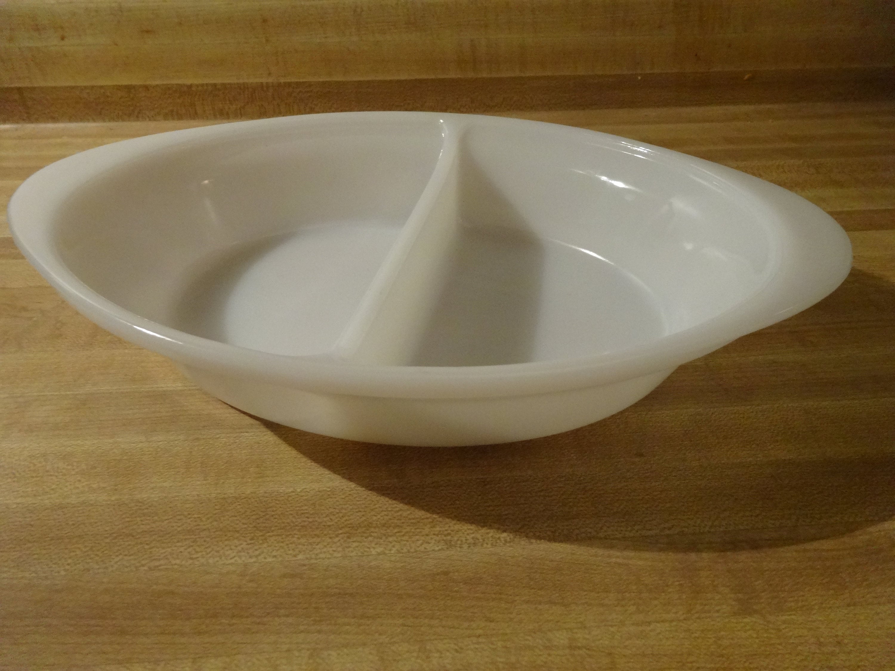 Vintage Glasbake Ware White Glass Divided Baking/serving Dish With ...