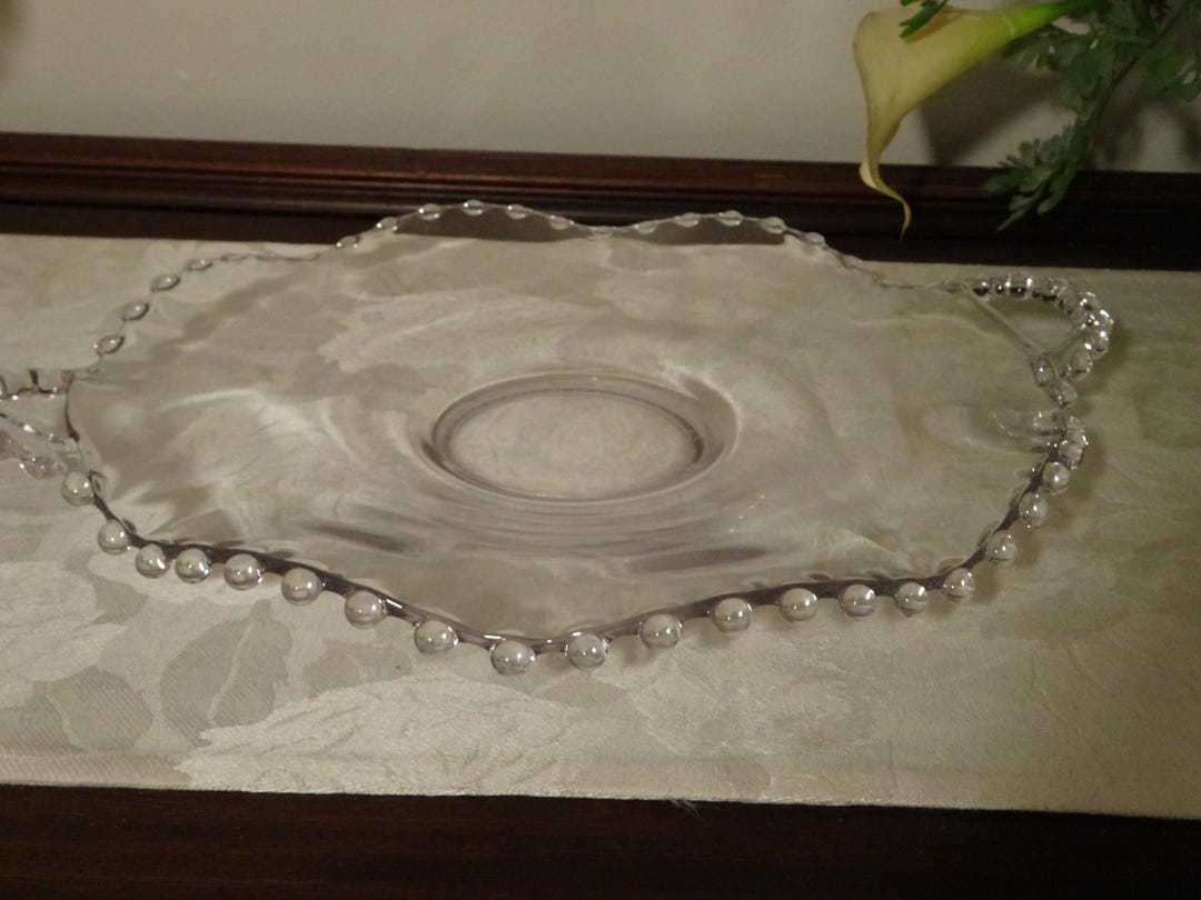 Candlewick Pattern Clear Glass Serving Platter With Handles by Imperial ...