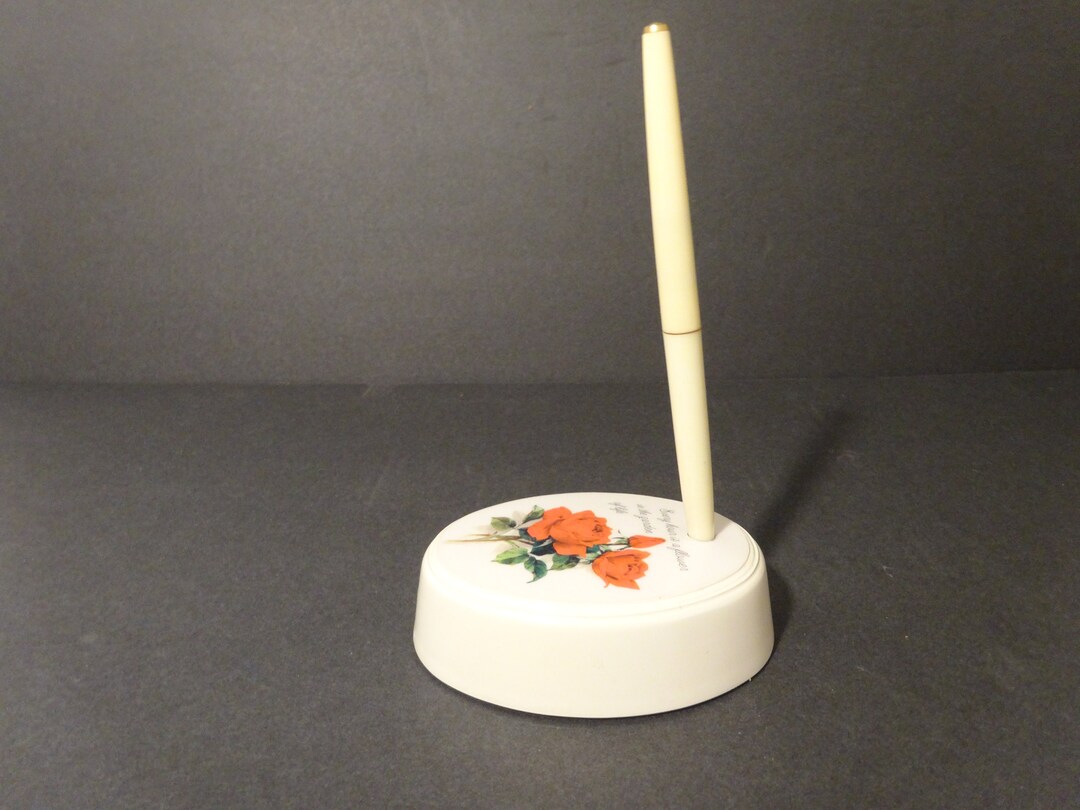 Vintage Hallmark Pen & Pen Holder Set With Rose Design and Verse - Etsy