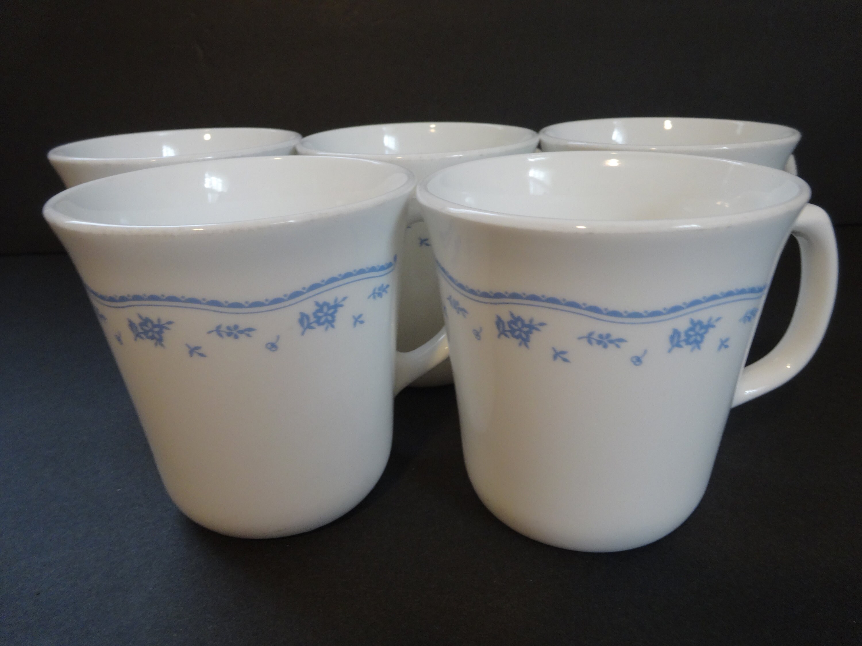 Corning morning Blue Pattern Cups Set of 5 USA - Etsy