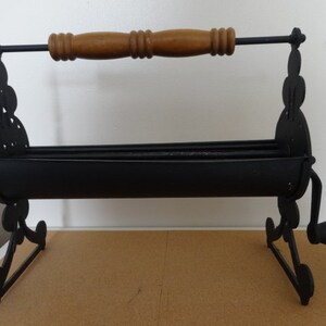 Vintage Cast Iron Newspaper Roller Stand With Wood Handle - Etsy