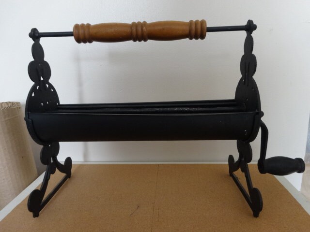 Vintage Cast Iron Newspaper Roller Stand With Wood Handle - Etsy