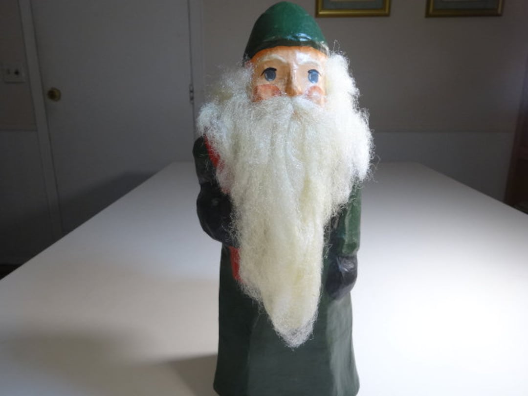 Vintage Paper Mache Father Christmas With His Long White Beard Carrying ...