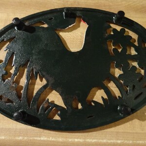 Vintage Cast Iron Painted Rooster Footed Trivet / Wall Hanging ...