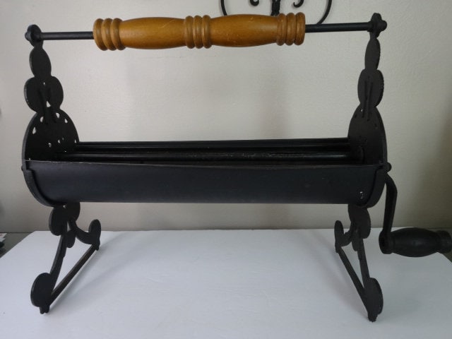Vintage Cast Iron Newspaper Roller Stand With Wood Handle - Etsy