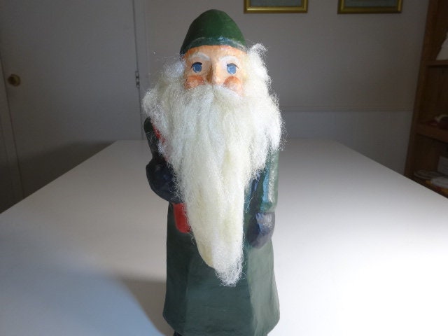 Vintage Paper Mache Father Christmas With His Long White Beard Carrying ...
