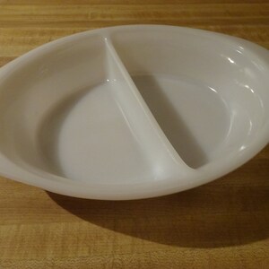 Vintage Glasbake Ware White Glass Divided Baking/serving Dish With ...