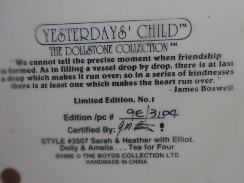 Boyd's Yesterday's Child TEA FOR FOUR the Dollstone Collection 3104 - Etsy