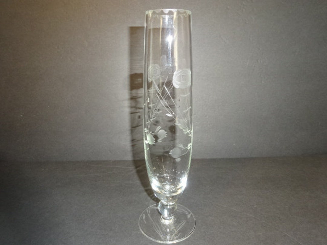 Vintage Hand Blown Hand Cut Glass Rose Bud Vase - Etsy