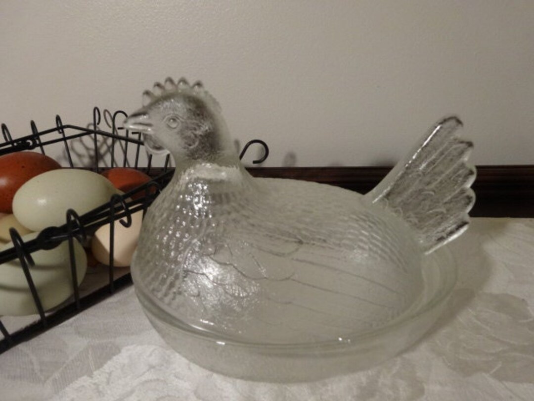 Vintage Nesting Hen Clear Glass Covered Dish Candy Dish Trinket Dish - Etsy
