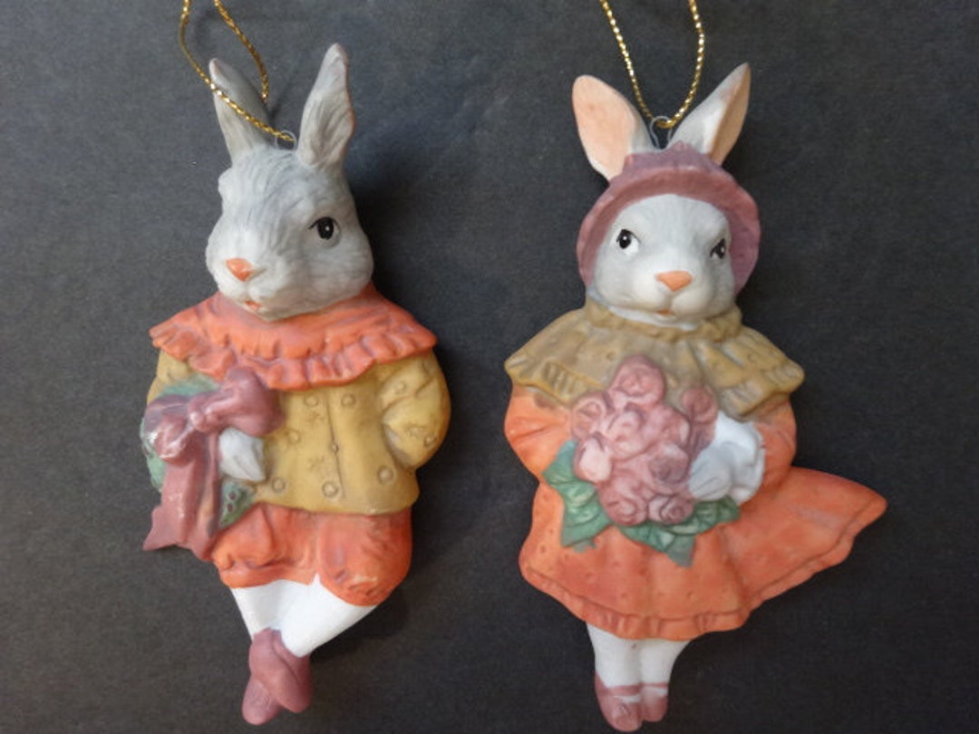 Adorable Vintage Victorian Dressed Rabbit Ornaments 2 - Etsy