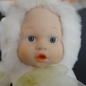 Vintage 18" Bunny Baby Plush White Rabbit With a Vinyl Face Green ...