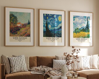 Van Gogh Poster Set, 3 Piece Wall Art, Van Gogh Print Set, Van Gogh ...